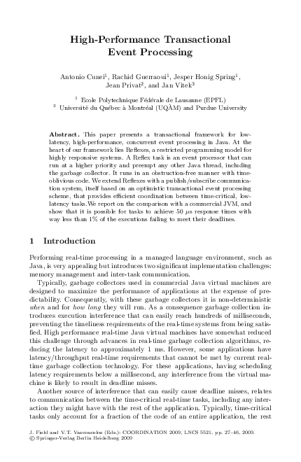 (PDF) High-Performance Transactional Event Processing
