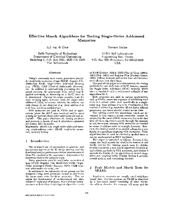 (PDF) Effective march algorithms for testing single-order addressed ...