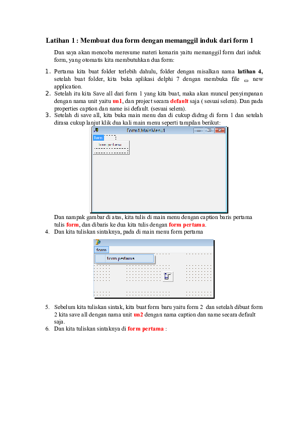 (DOC) Membuat Form Dalam Form Dengan Sederhana Delphi 7