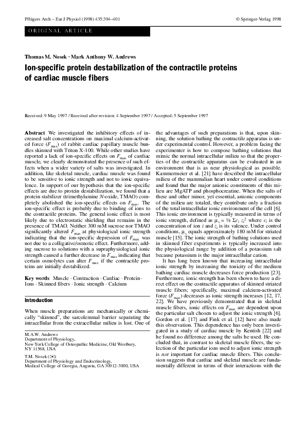 (PDF) Ion-specific protein destabilization of the contractile proteins ...