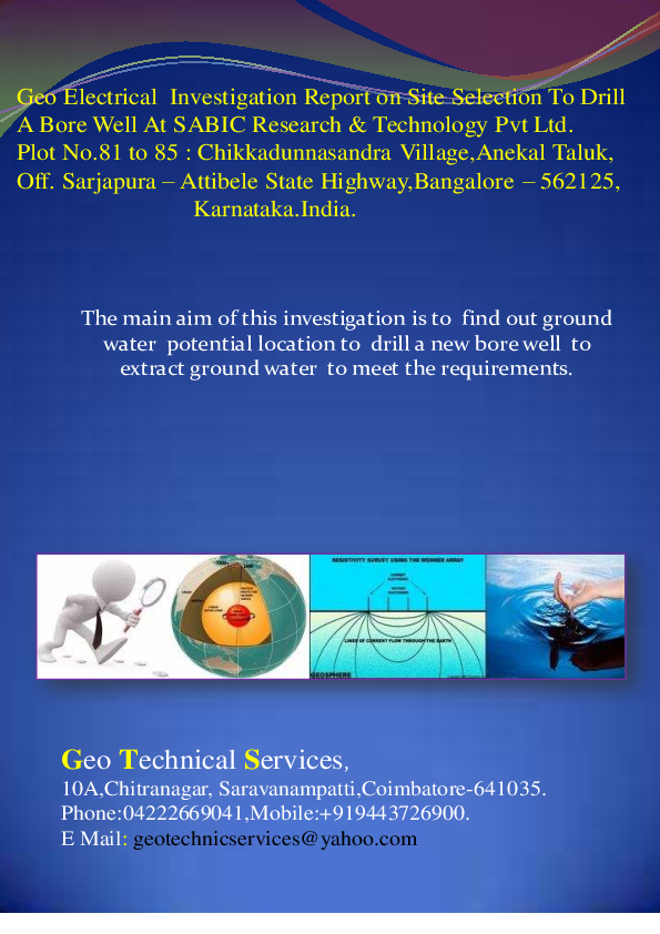 (PDF) Ground Water Investigation and site selection to drill bore wells