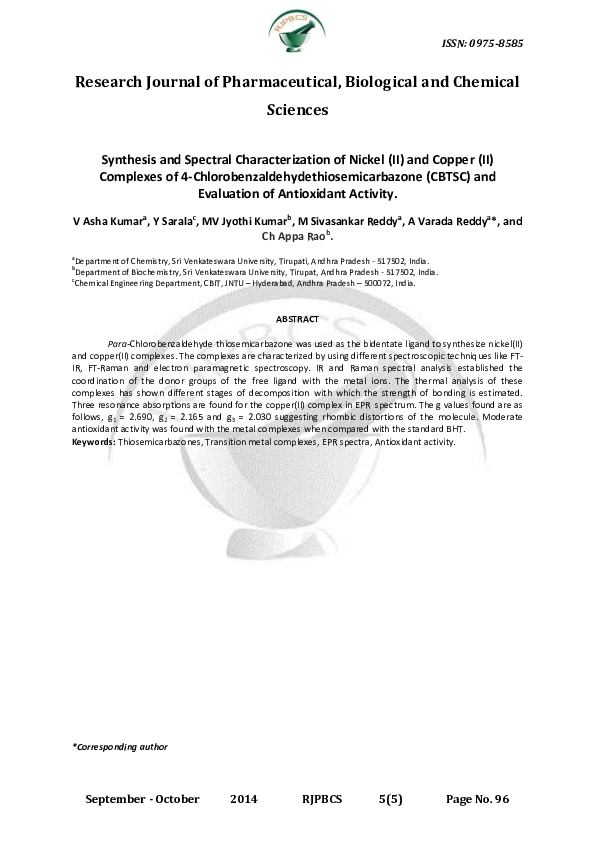 (PDF) Synthesis and Spectral Characterization of Nickel (II) and Copper ...
