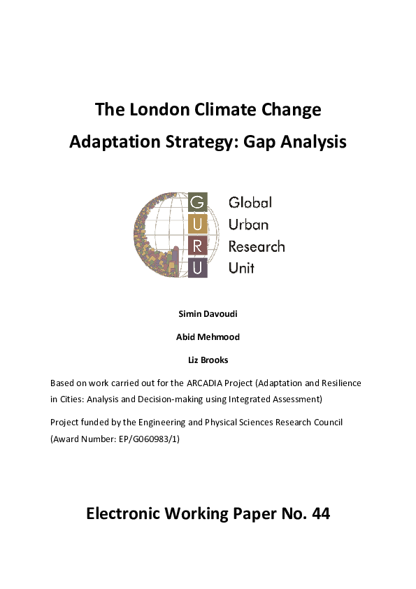 (PDF) The London Climate Change Adaptation Strategy: Gap Analysis