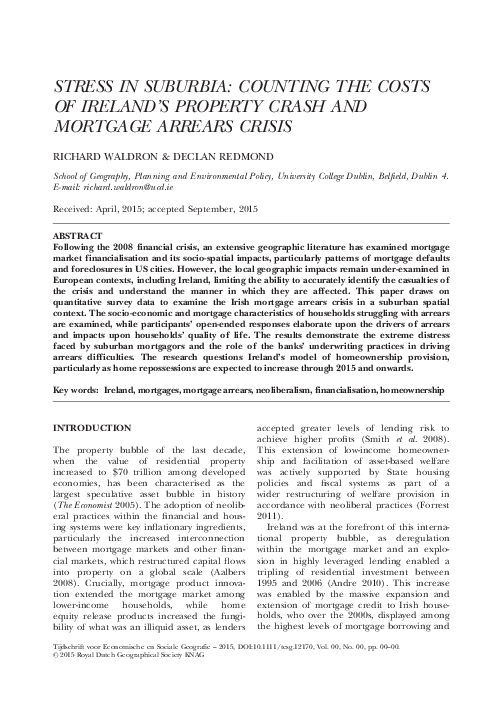 (PDF) Stress in Suburbia: Counting the Costs of Ireland’s Property ...