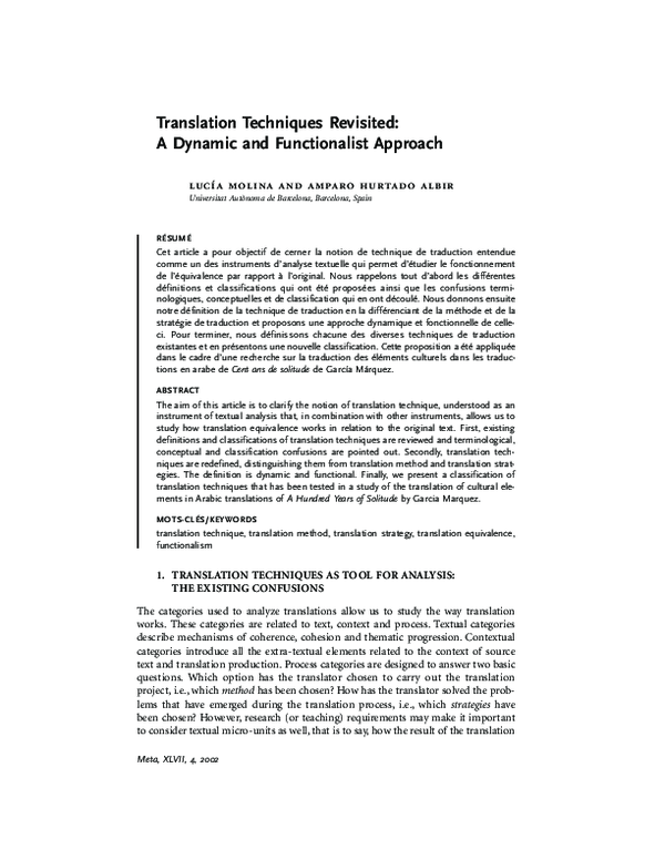 (PDF) Translation techniques revisited
