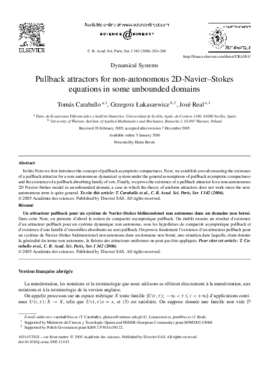 Pdf Pullback Attractors For Non Autonomous 2d Navier Stokes Equations