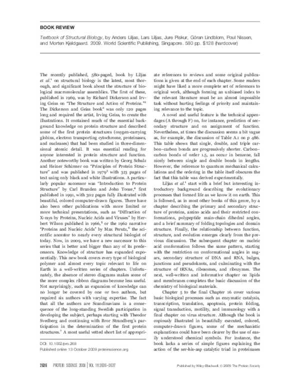 (PDF) Textbook of structural biology, by Anders Liljas, Lars Liljas ...