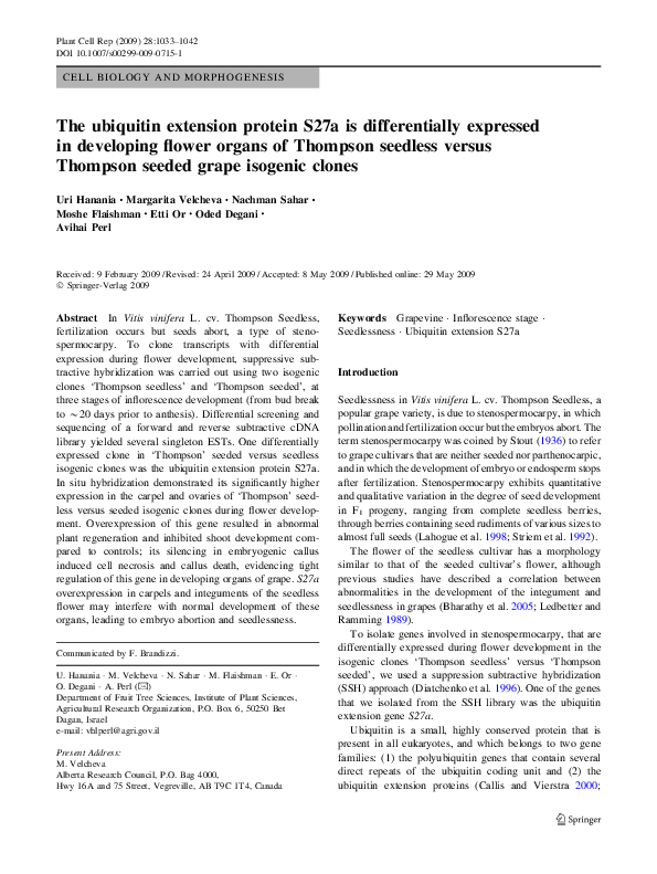 (PDF) The ubiquitin extension protein S27a is differentially expressed ...