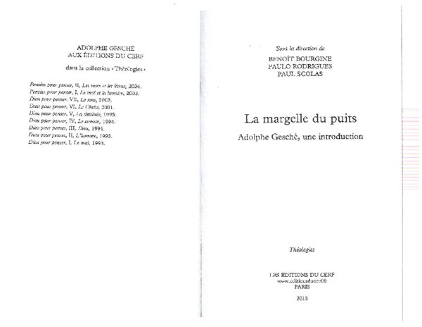 (PDF) L'anthropologie théologique d'Adolphe Gesché (1928-2003)