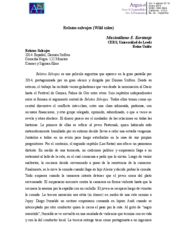 (PDF) Relatos Salvajes review - Wild Tales