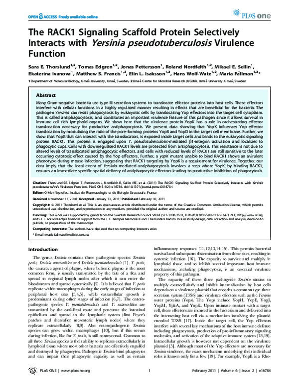 (PDF) The RACK1 Signaling Scaffold Protein Selectively Interacts with ...