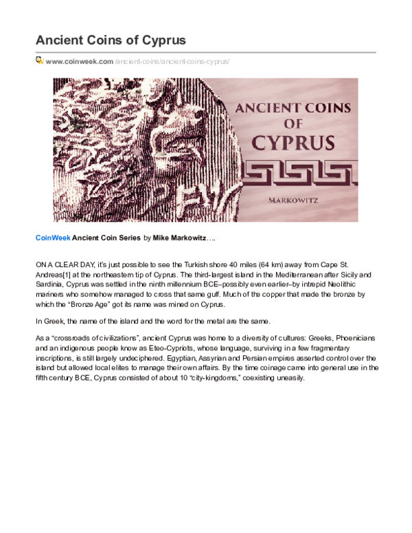 (PDF) Ancient Coins of Cyprus