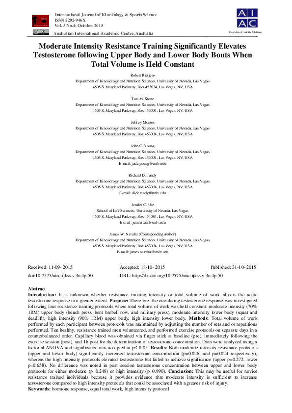 (PDF) Moderate Intensity Resistance Training Significantly Elevates ...