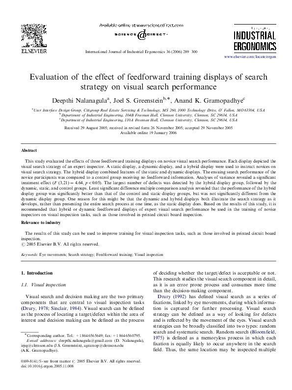 (PDF) Evaluation of the effect of feedforward training displays of ...
