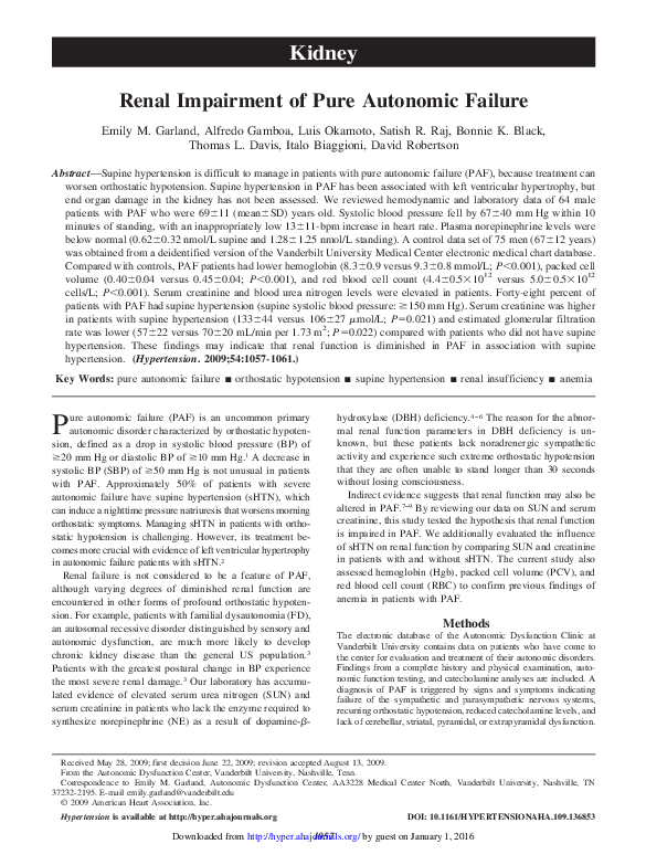 (PDF) Renal Impairment of Pure Autonomic Failure
