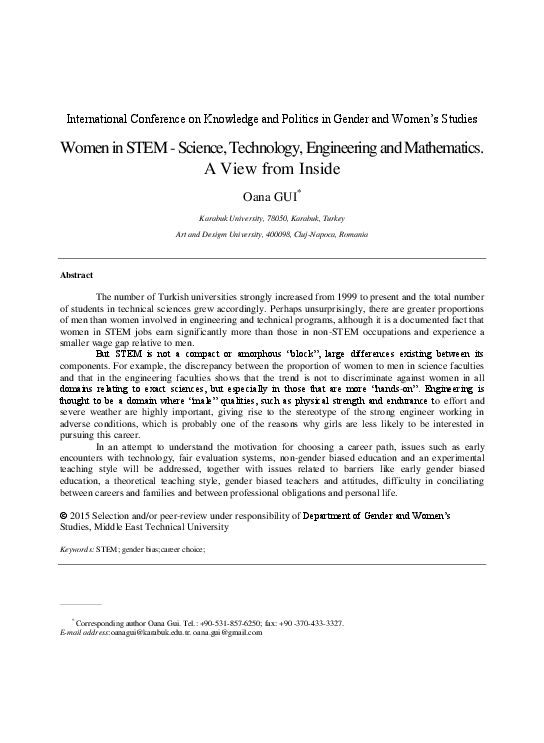 Women in STEM - Science, Technology, Engineering and Mathematics. A ...