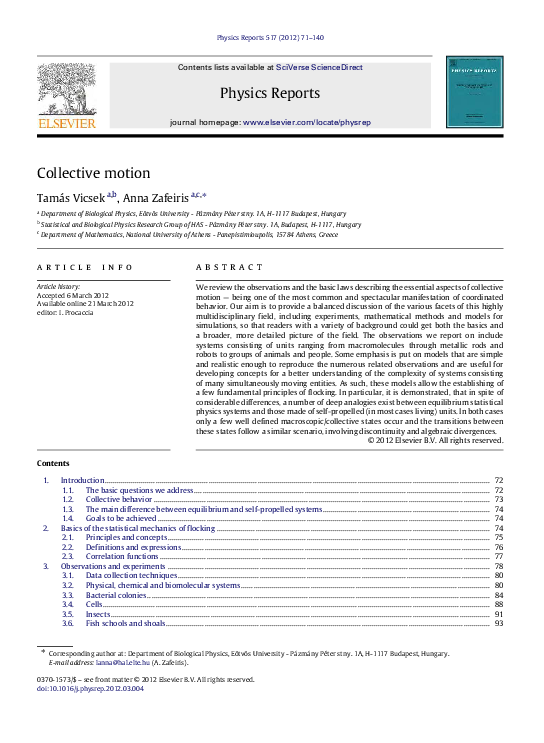 (PDF) Collective Motion