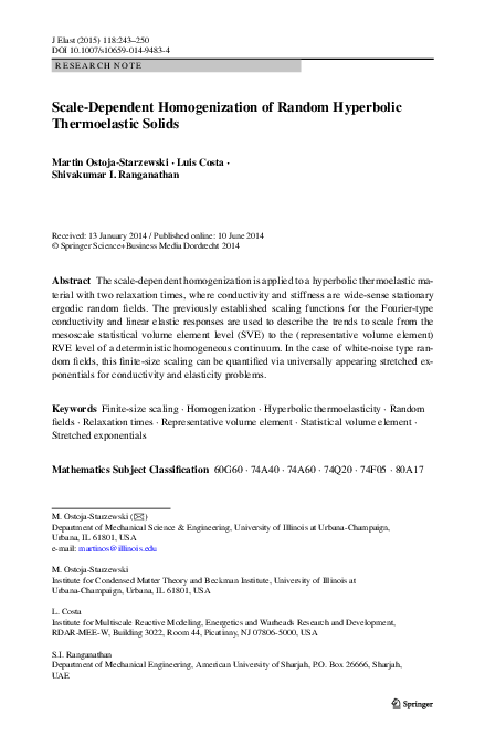 Pdf Scale Dependent Homogenization Of Random Hyperbolic Thermoelastic