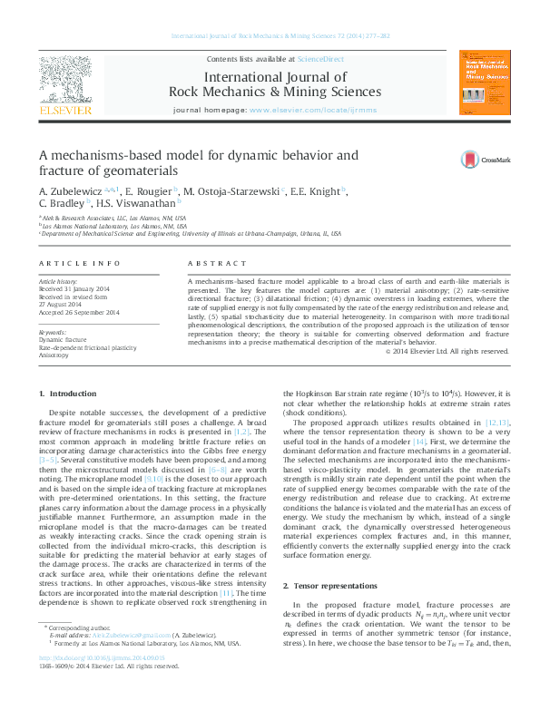 (PDF) A mechanism-based model for dynamic behavior and fracture of geomaterials | Martin Ostoja ...