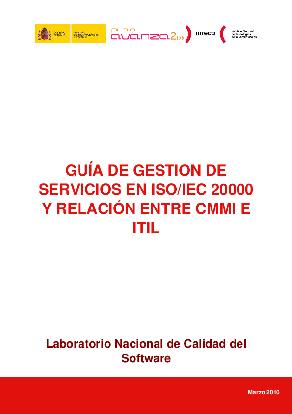 (PDF) Guía de Gestión de Servicios en ISO/IEC 20000 y relación entre CMMI e ITIL