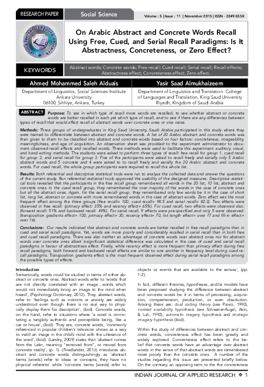 Free, cued and serial recalls