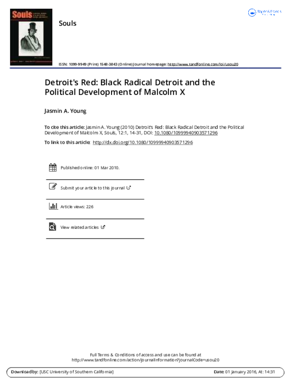 Detroit's Red: Black Radical Detroit and the Political Development of ...