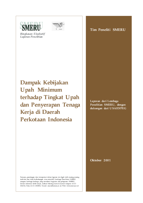 Pengaruh Upah Minimum terhadap Penyerapan Tenaga Kerja dan