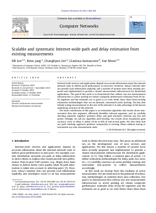 (PDF) Scalable and systematic Internet-wide path and delay estimation ...