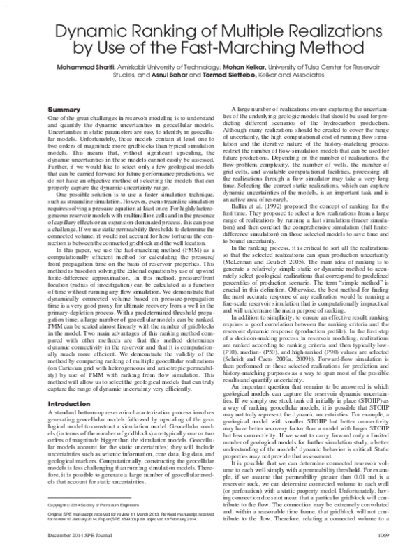 (PDF) Dynamic Ranking of Multiple Realizations by Use of the Fast-Marching Method