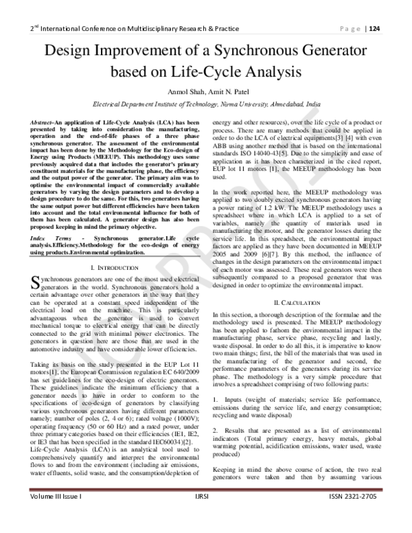 (PDF) Design Improvement of a Synchronous Generator based on Life-Cycle ...