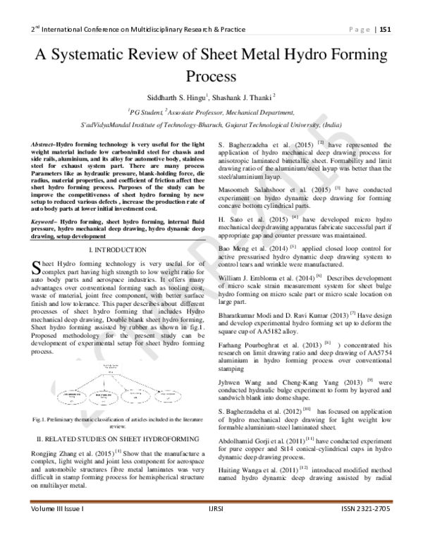 (PDF) A Systematic Review of Sheet Metal Hydro Forming Process