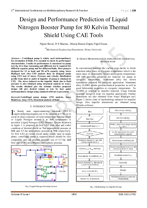 (PDF) Design and Performance Prediction of Liquid Nitrogen Booster Pump ...