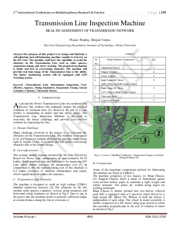 (PDF) Transmission Line Inspection Machine