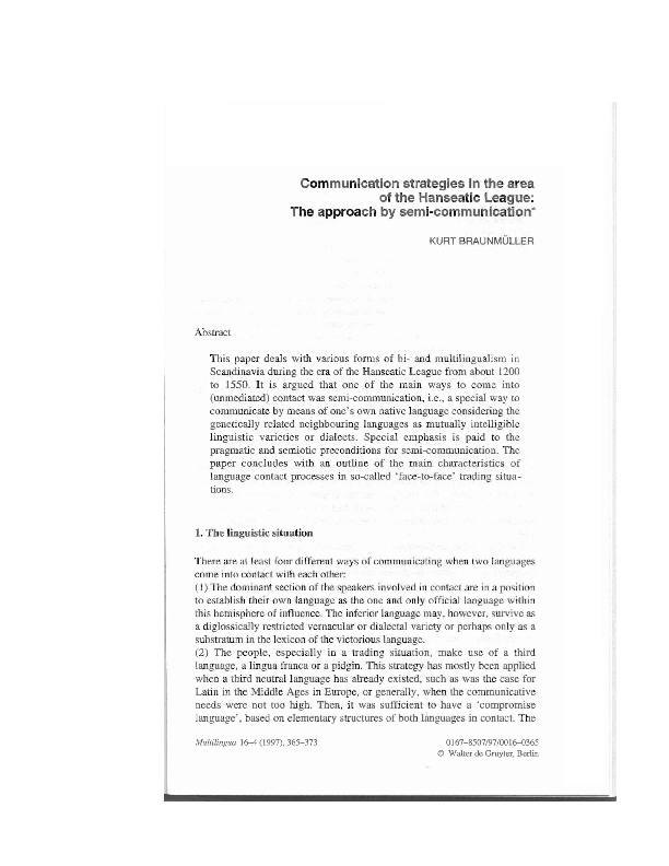 (PDF) Communication strategies in the area of the Hanseatic League: The ...