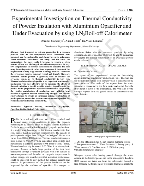 (PDF) Experimental Investigation on Thermal Conductivity of Powder ...