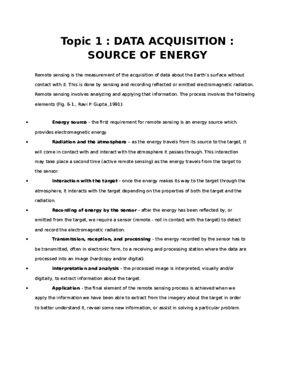 (DOC) Basic of Remote sensing