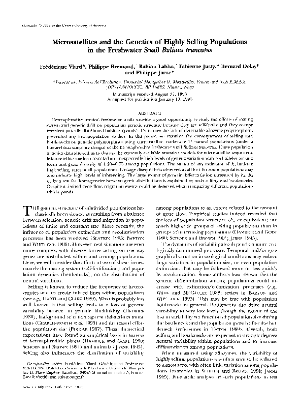 (PDF) Microsatellites and the Genetics of Highly Selfing Populations in ...