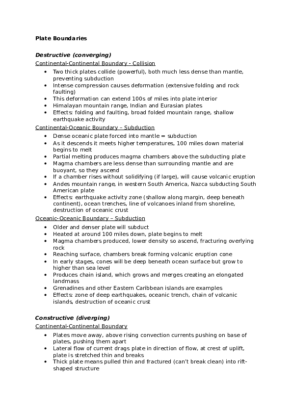 (DOC) Plate boundaries