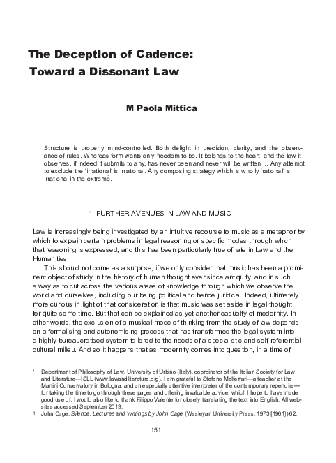(PDF) The Deception of Cadence: Toward a Dissonant Law