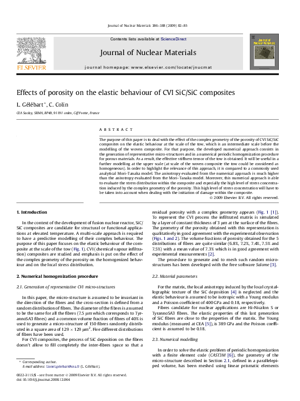 Pdf Effects Of Porosity On The Elastic Behaviour Of Cvi Sicsic