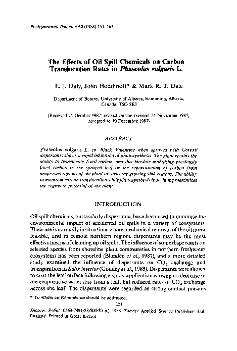 (PDF) The effects of oil spill chemicals on carbon translocation rates ...
