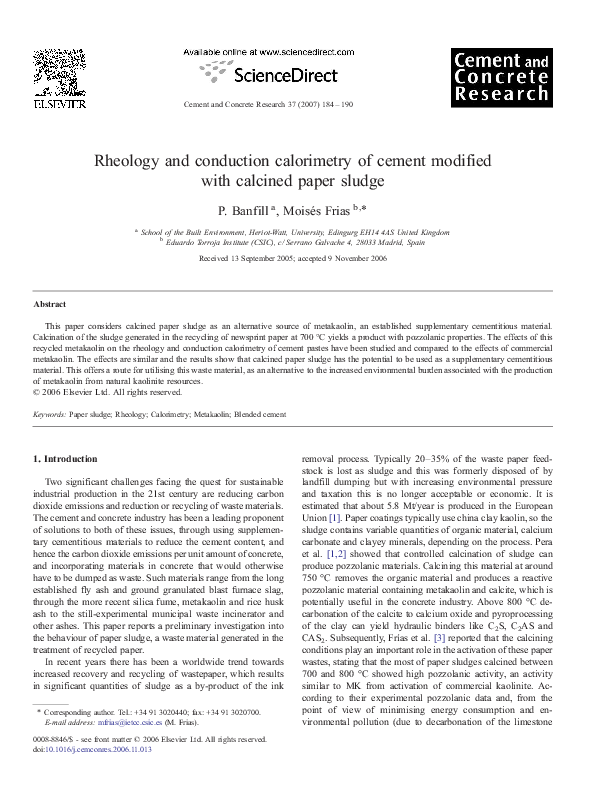 (PDF) Rheology and conduction calorimetry of cement modified with ...