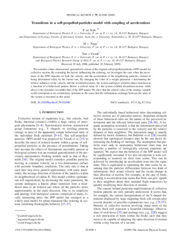 (PDF) Transitions in a self-propelled-particles model with coupling of accelerations
