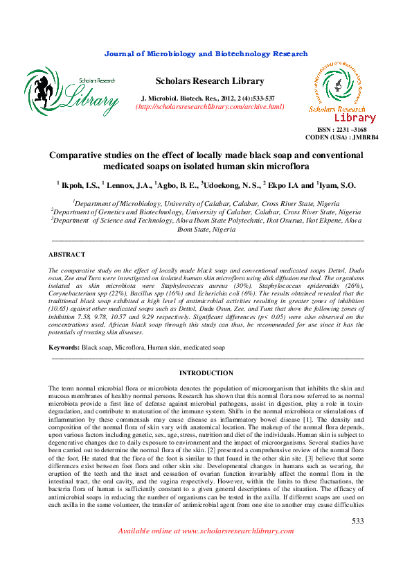 (PDF) Comparative studies on the effect of locally made black soap and conventional medicated ...