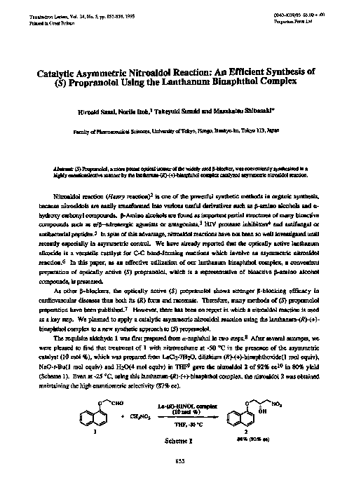 (PDF) Catalytic asymmetric nitroaldol reaction: An efficient synthesis ...