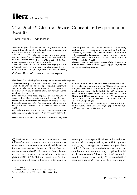 (PDF) The duett™ closure device: Concept and experimental results