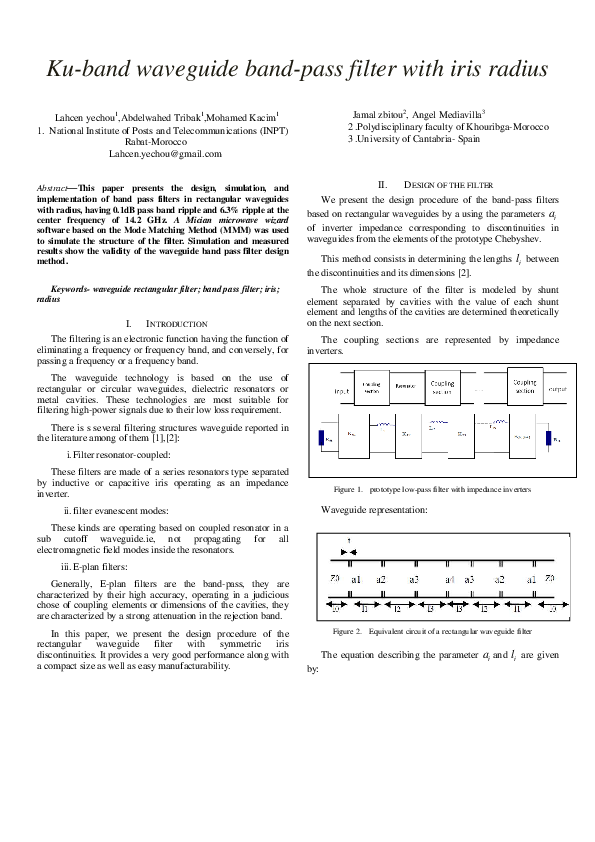 (PDF) Ku-band waveguide band-pass filter with iris radius