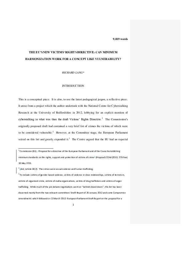 (PDF) The EU’s new Victims’ Rights Directive: can minimum harmonization ...