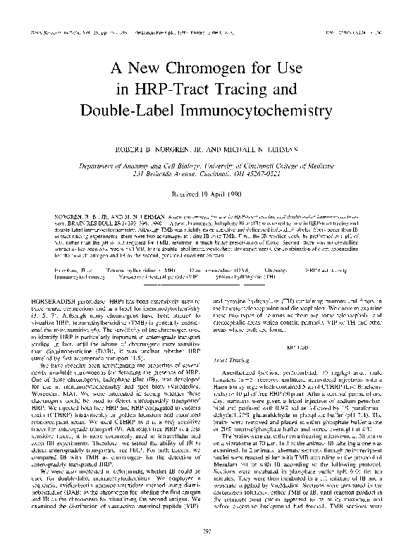 (PDF) A new chromogen for use in HRP-tract tracing and double-label ...