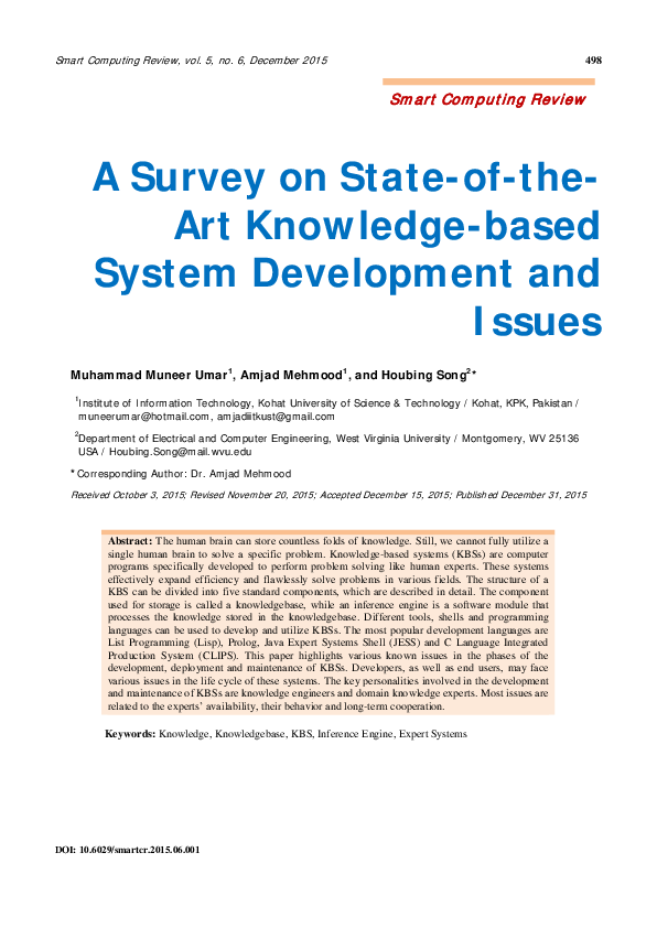(PDF) A Survey on State-of-the-Art Knowledge-based System Development ...